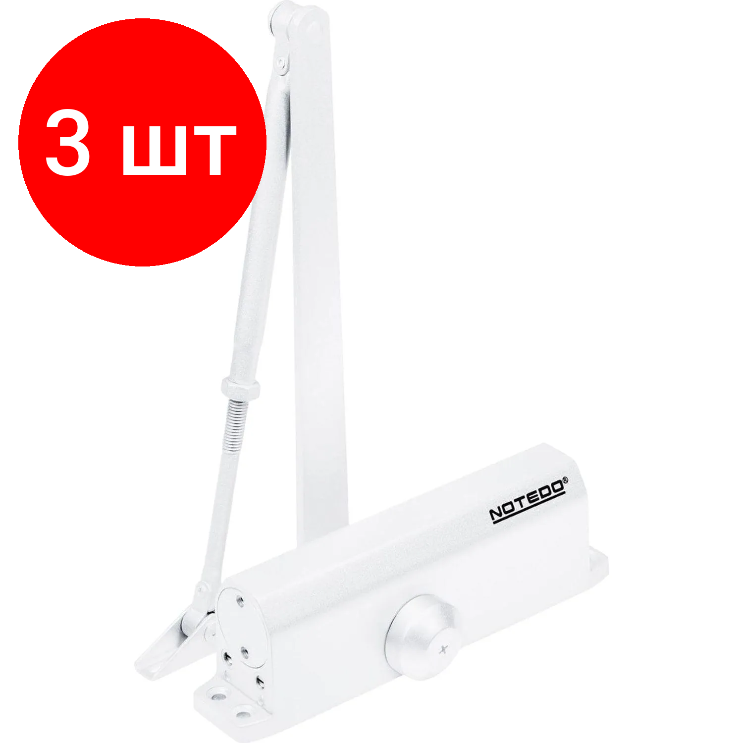 Комплект 3 штук, Доводчик дверной NOTEDO DC-150 легкий характер WHITE 100-150кг белый  (10)