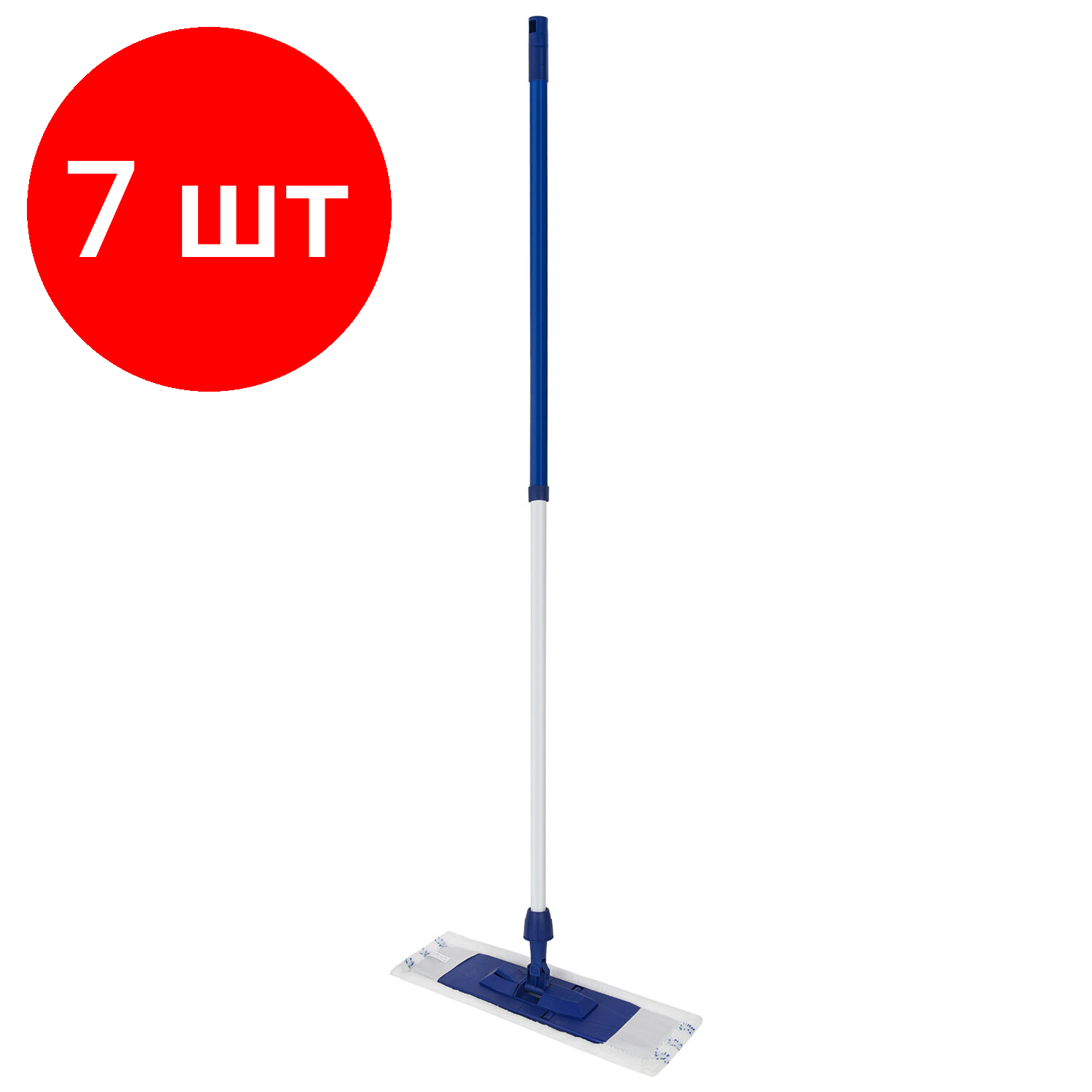 Комплект 7 шт, Швабра с флаундером 40 см, телескопический черенок 130 см, еврорезьба, МОП микрофибра (ТИП К), YORK "Smart", 81140