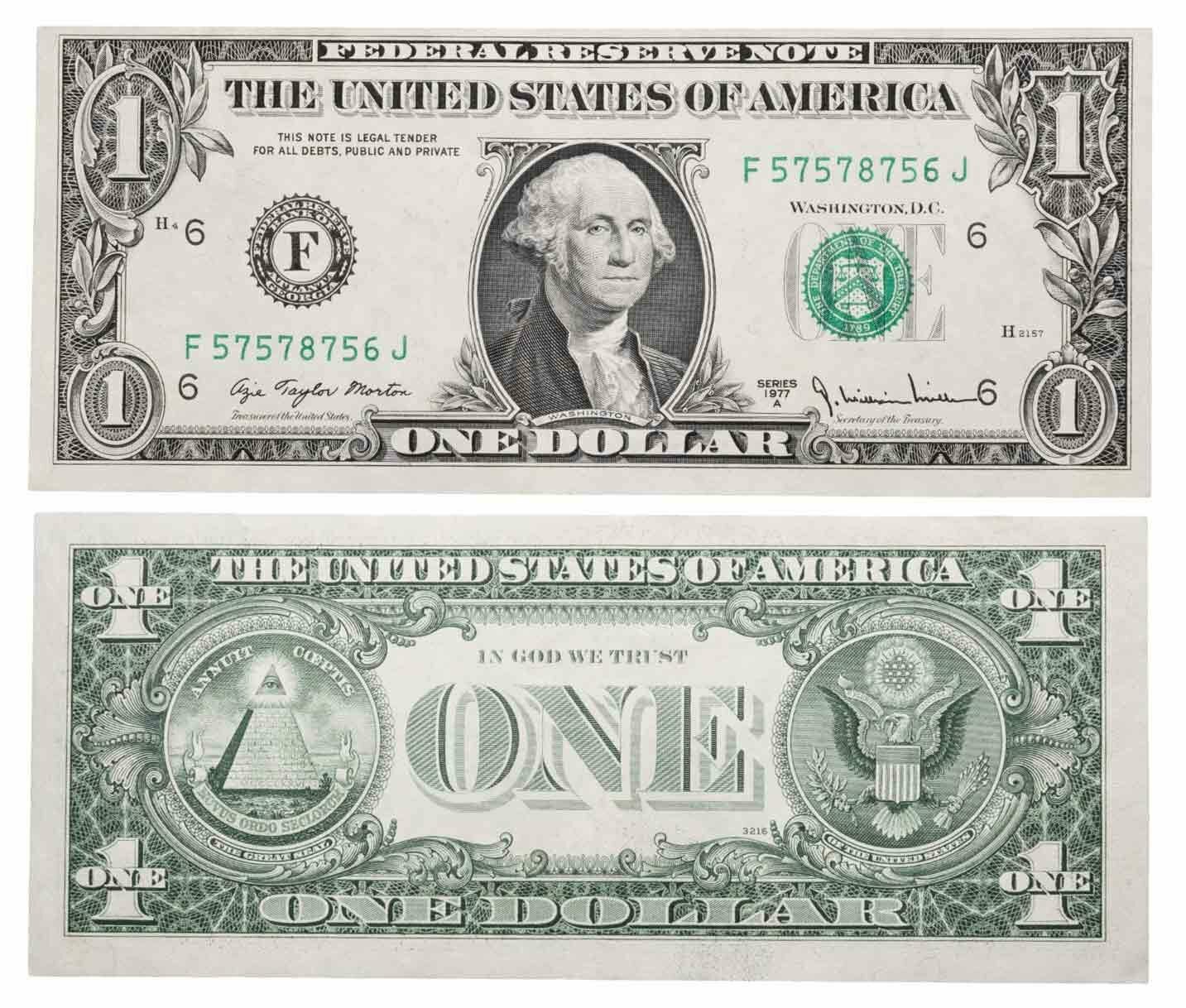 США 1 доллар 1977А год Pick 462b F-Атланта