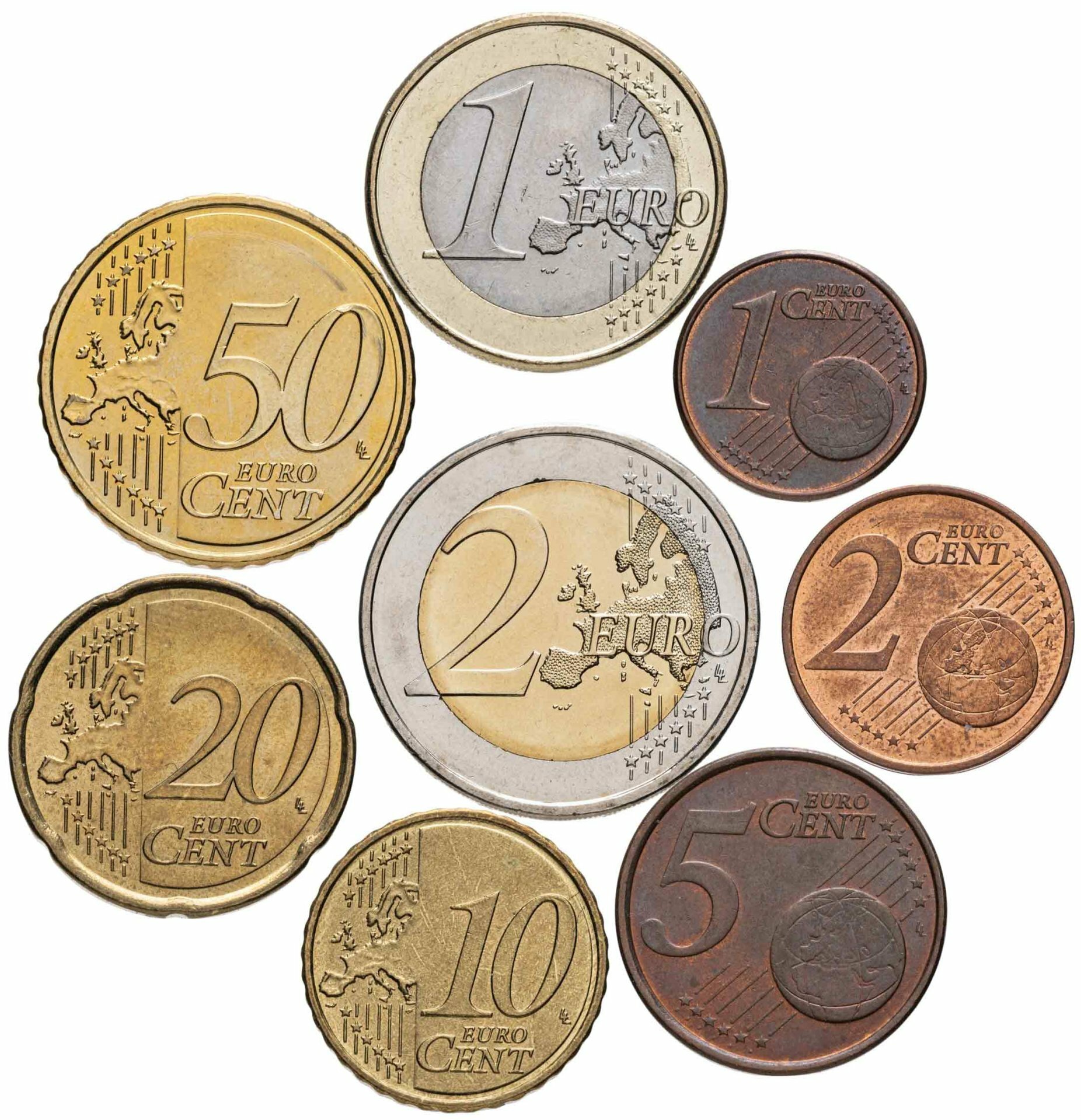 Кипр набор из 8 монет 2008-2009, Биметалл, в сохранности AU-UNC