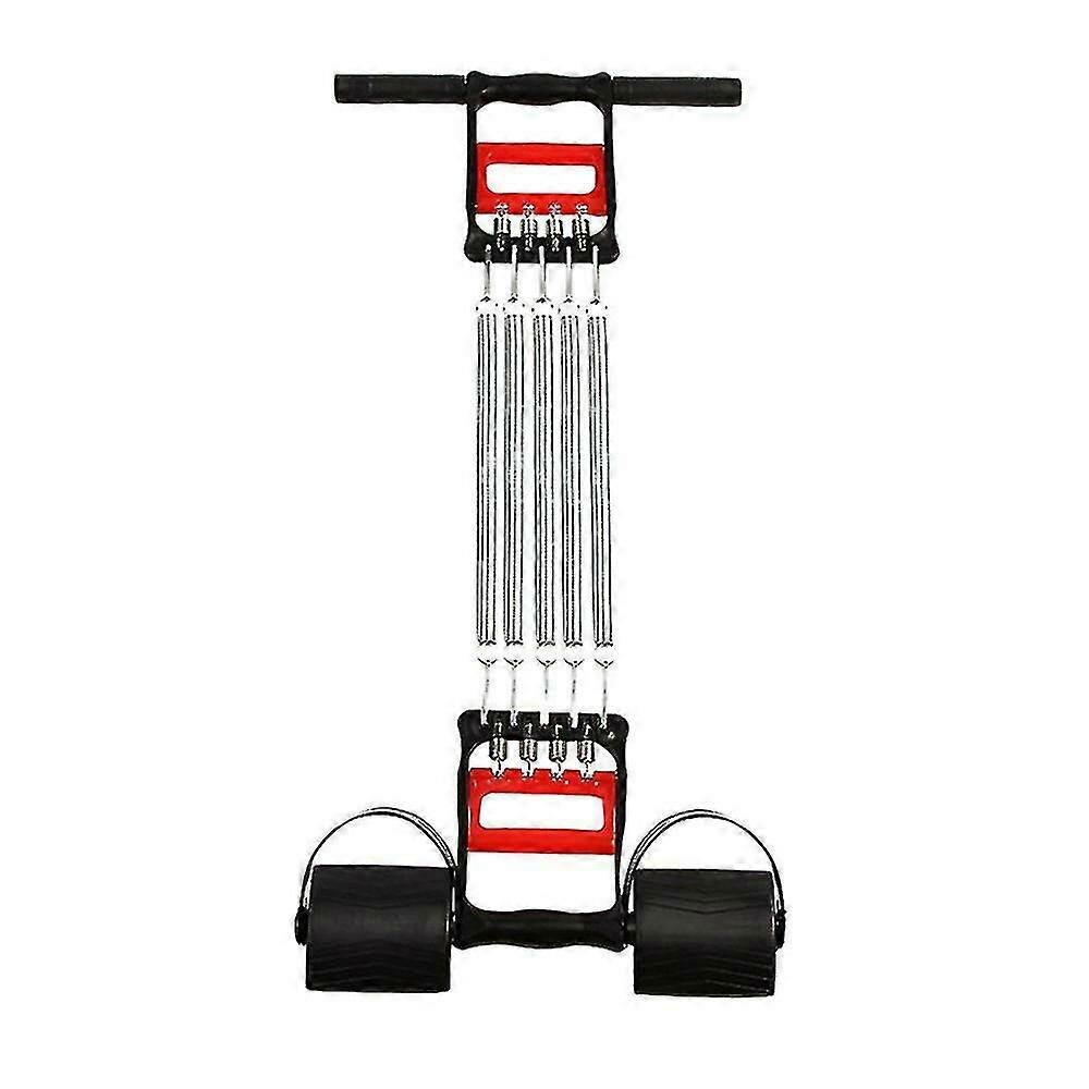 Разгибатель груди 5-пружинный черно-красный, размер 67*32*2.8 см, материал ПП+хромированная пружинная сталь+увеличенная толщина, 1 шт. — тренажер для рук и верхней части тела