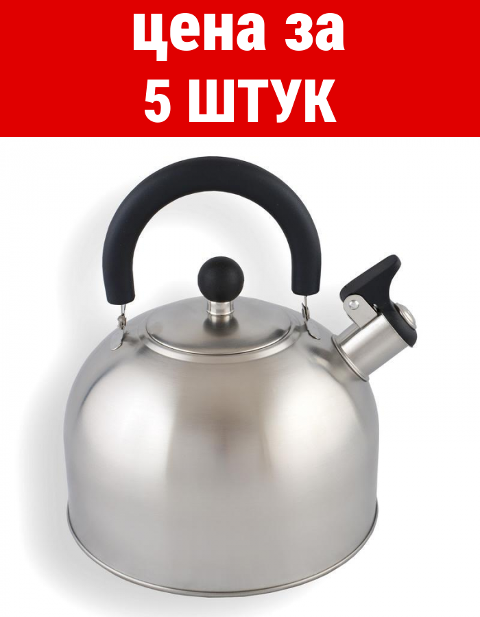 Комплект 5 шт, чайник нерж 3.2Л свист катунь