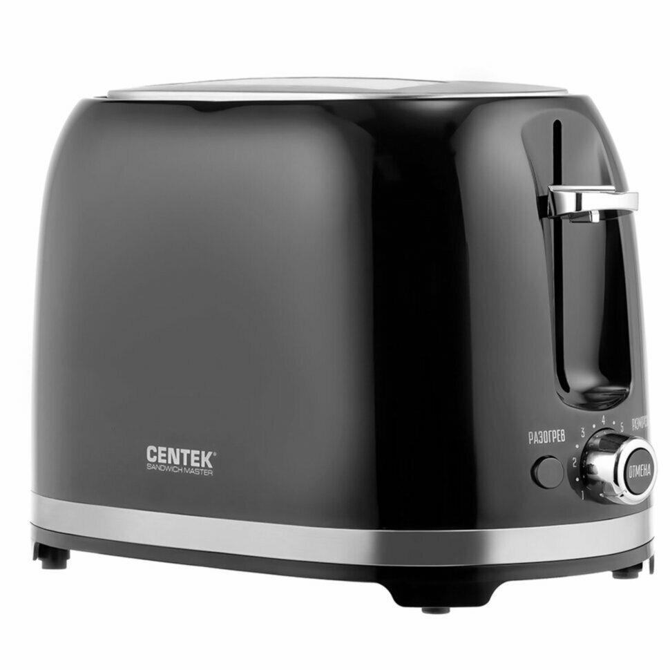Тостер CENTEK CT-1432, 850 Вт, 2 тоста, 7 режимов, пластик, черный, CT-1432 BLACK, 457613