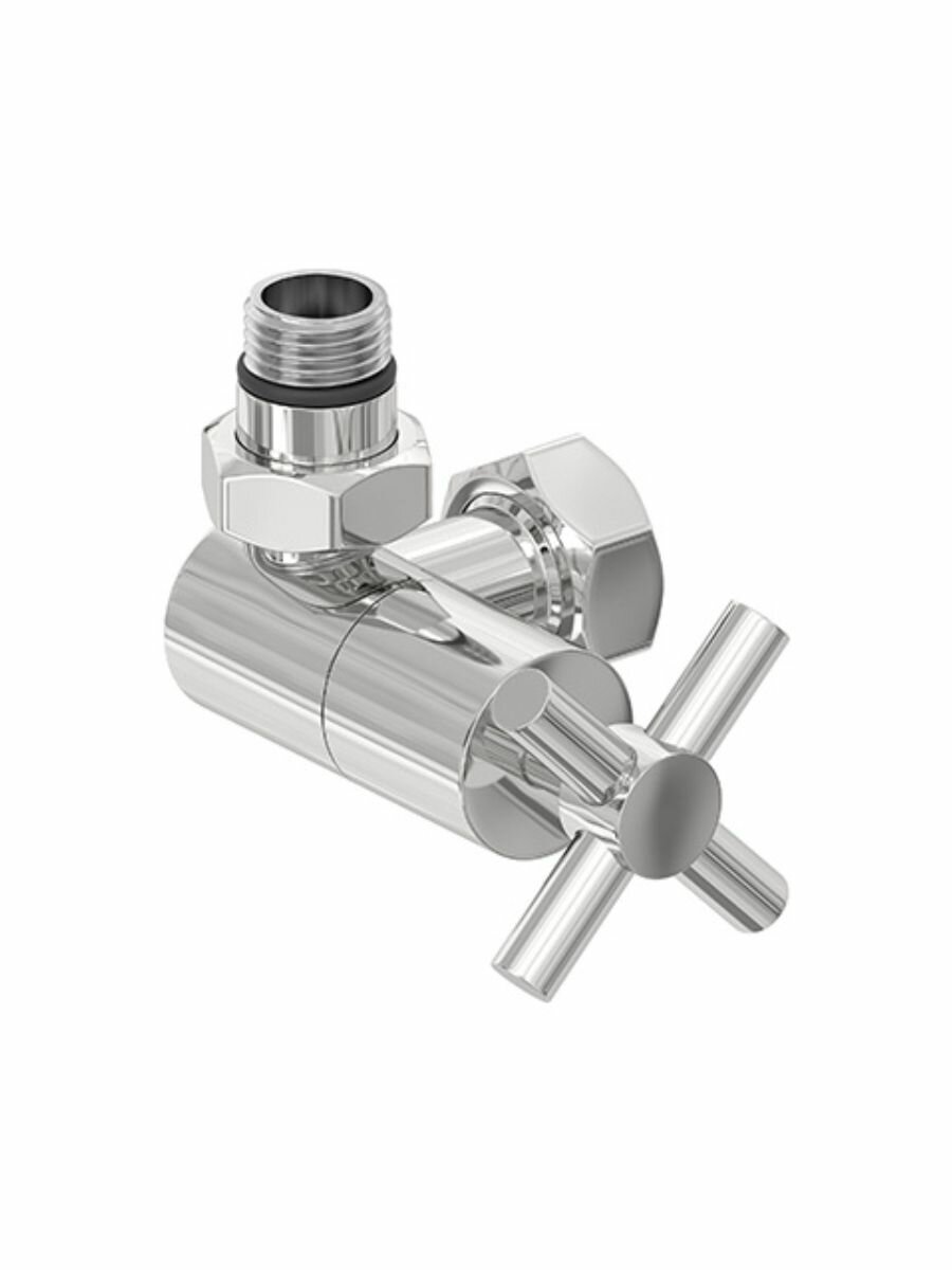 Сунержа Вентиль 3D левый (крест) G 1/2" НР х G 3/4" НГ, цвет хром