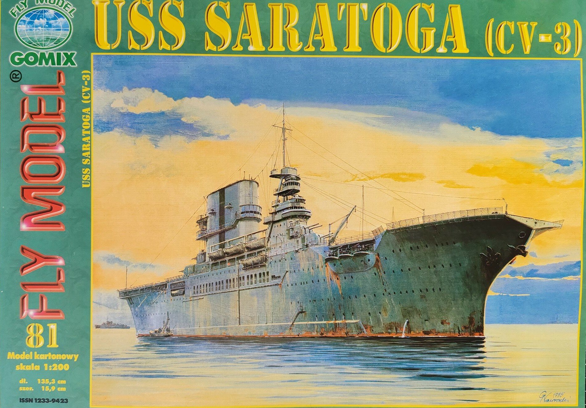 Сборная бумажная модель Авианосец USS Saratoga (CV-3) - FLY MODEL №81 (журнал)