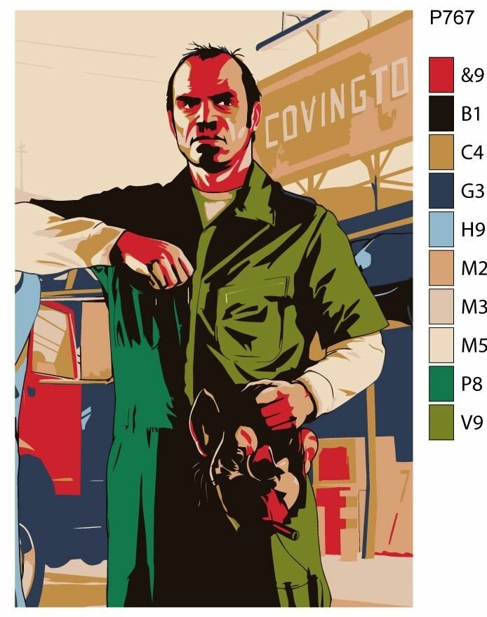 Детская картина по номерам P767 "Игра GTA (ГТА). Тревор Филипс" 20x30