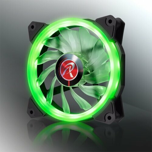 Вентилятор 120x120x25 RAIJINTEK IRIS 12, PWM, 800-1800rpm, 26.5dB(M), 0.16A, SBB, Зеленый