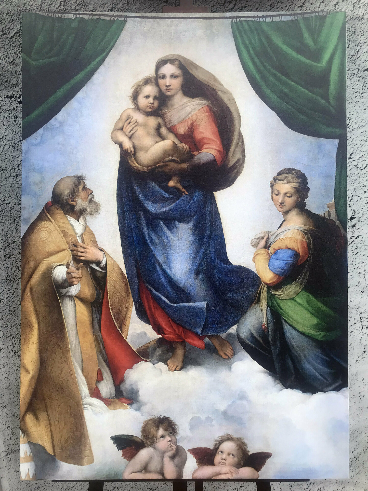 Картина на холсте репродукция Рафаэль Санти "Сикстинская Мадонна" 50х70 см / картина для интерьера дома