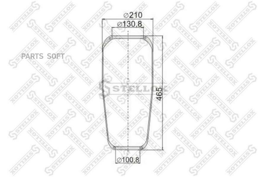 9008820SX STELLOX 90-08820-SX_пневмоподушка кон 465-210-130.8/100.8 MAN/MB 1838 LS