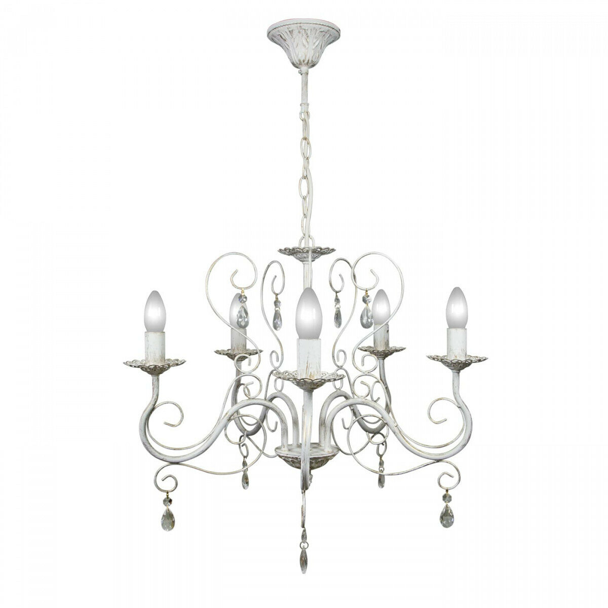 Люстра подвесная 5 ламп белый прованс хрусталь Петрасвет Россия S1021-5