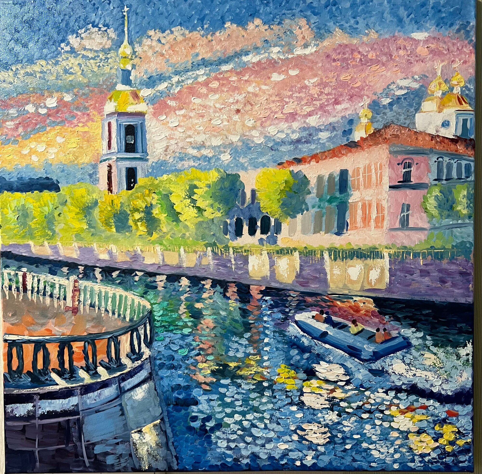 Картина маслом Никольский морской собор Санкт-Петербург, ручная работа, размер 60*60