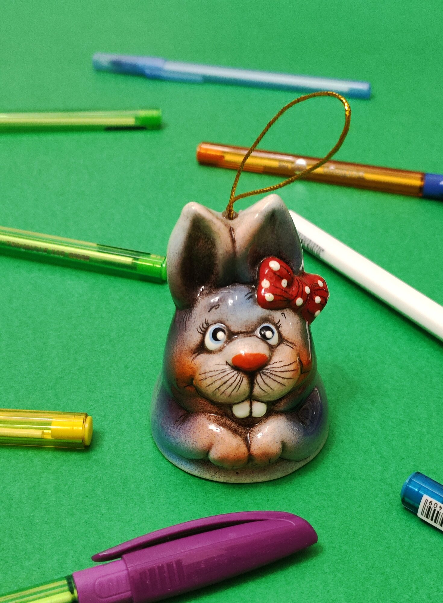 Колокольчик сувенирный "Зайчик" Ручная работа Керамика