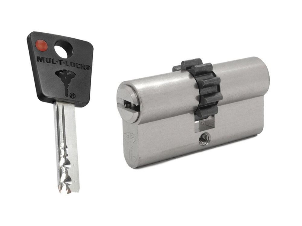 Цилиндр Mul-t-lock 7x7 ключ-ключ 71мм (размер 38х33 мм) - Никель, Шестеренка
