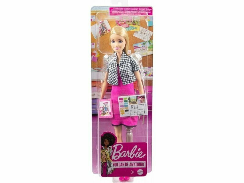 Кукла Barbie "Дизайнер интерьера", сгибающиеся конечности, розовый костюм, 3+ лет