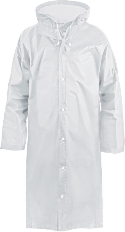 Прочный белый дождевик-плащ на кнопках с капюшоном (материал EVA), ЭдгарПО