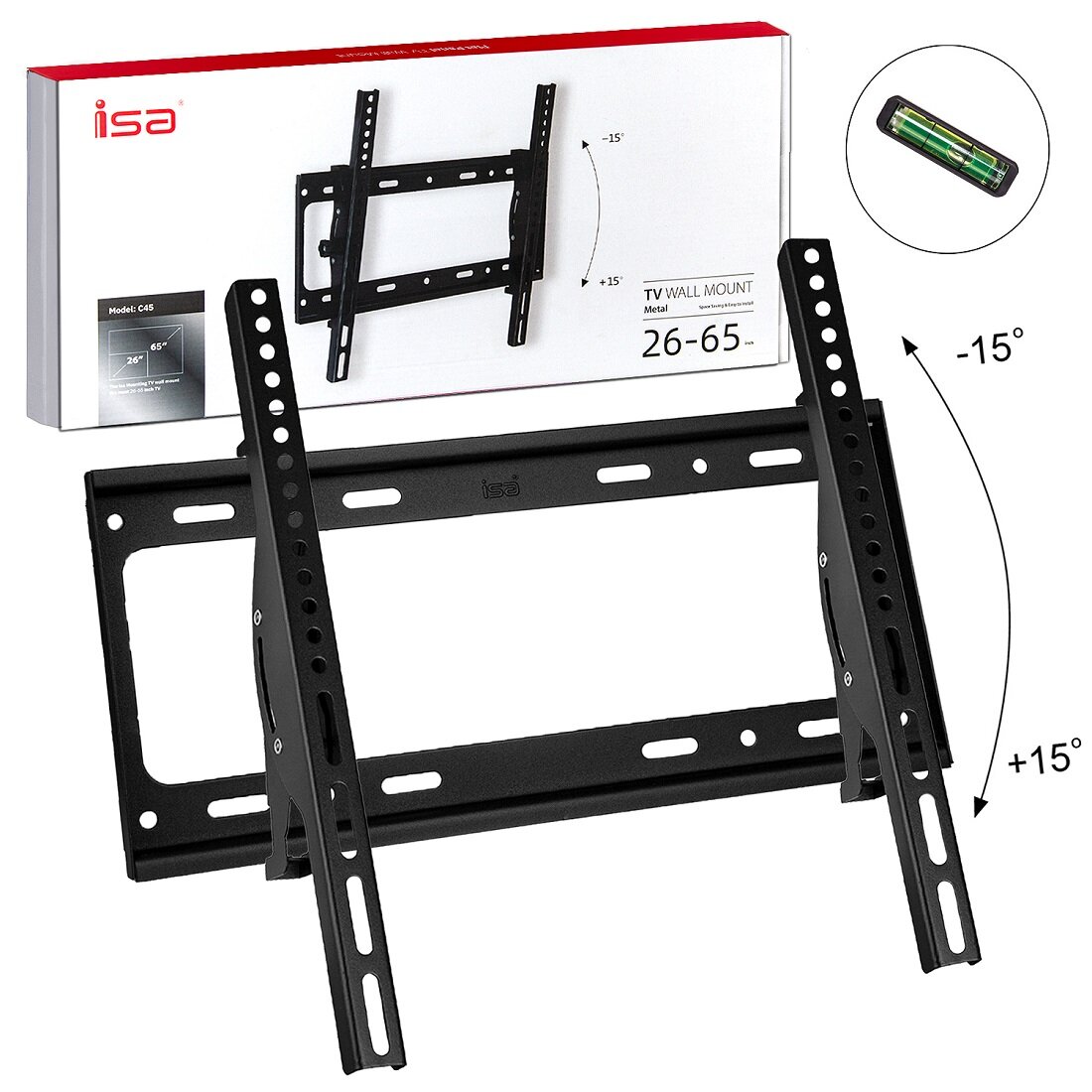 Кронштейн для телевизора 26"-65" ISA C45, настенный, наклонный, черный
