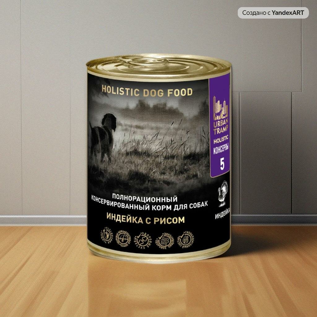URBAN TRAMP "Индейка с рисом" - влажный корм для всех собак.