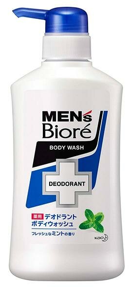 Kao Men's Biore Мыло для тела пенящееся мужское с противовоспалительным и деодорирующим эффектом с ароматом мяты 440 мл с дозатором