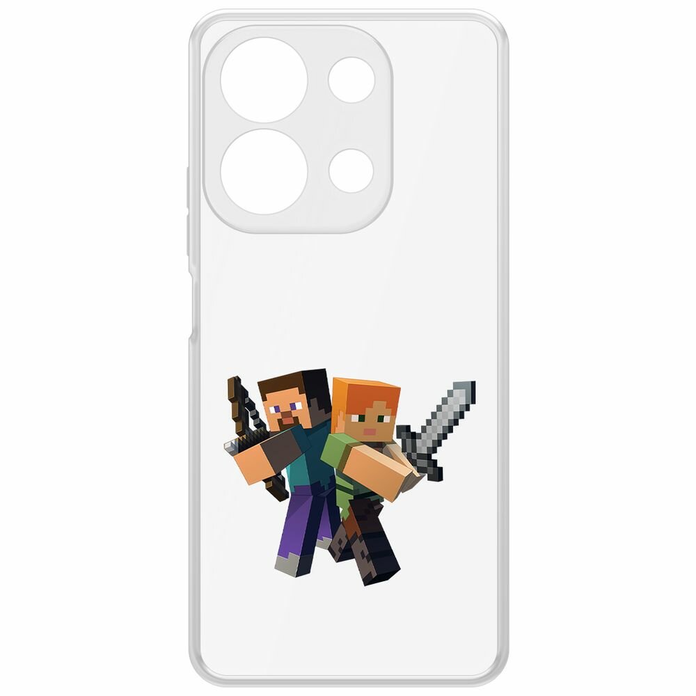 Чехол-накладка Krutoff Clear Case Minecraft-Стив и Алекс для Xiaomi Redmi Note 13 4G