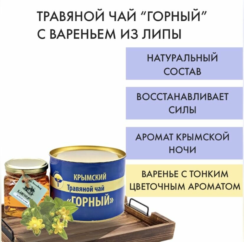 Листовой чай Горный с вареньем из липы - подарочный набор Благоедов