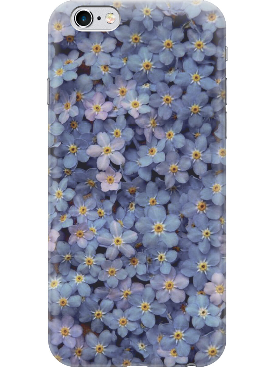 Силиконовый чехол на Apple iPhone 6s / 6 / Эпл Айфон 6 / 6с с рисунком "Голубые фиалки"