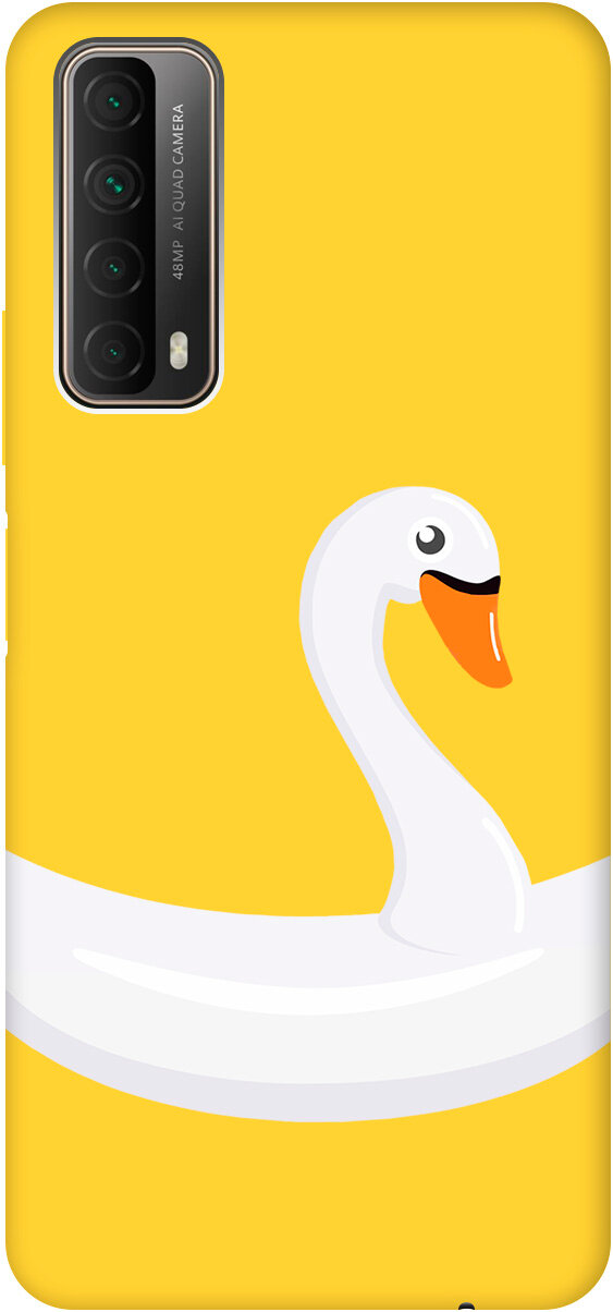 Силиконовый чехол на Huawei P Smart (2021), Хуавей П Смарт (2021) Silky Touch Premium с принтом "Swan Swim Ring" желтый