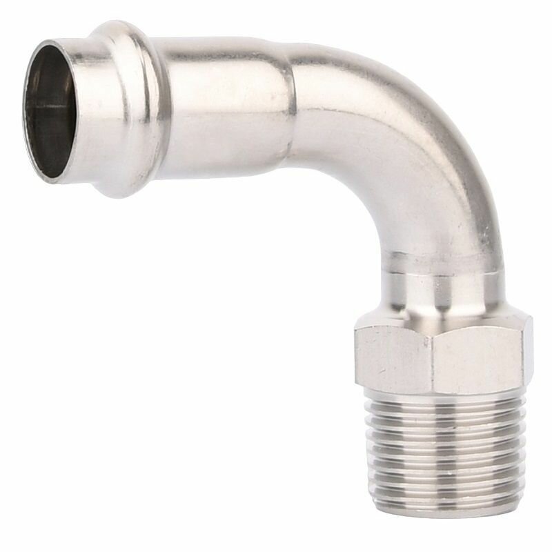 Отвод 90 пресс - резьба наружная 18-1/2", сталь нержавеющая, WAAG Heavy Inox