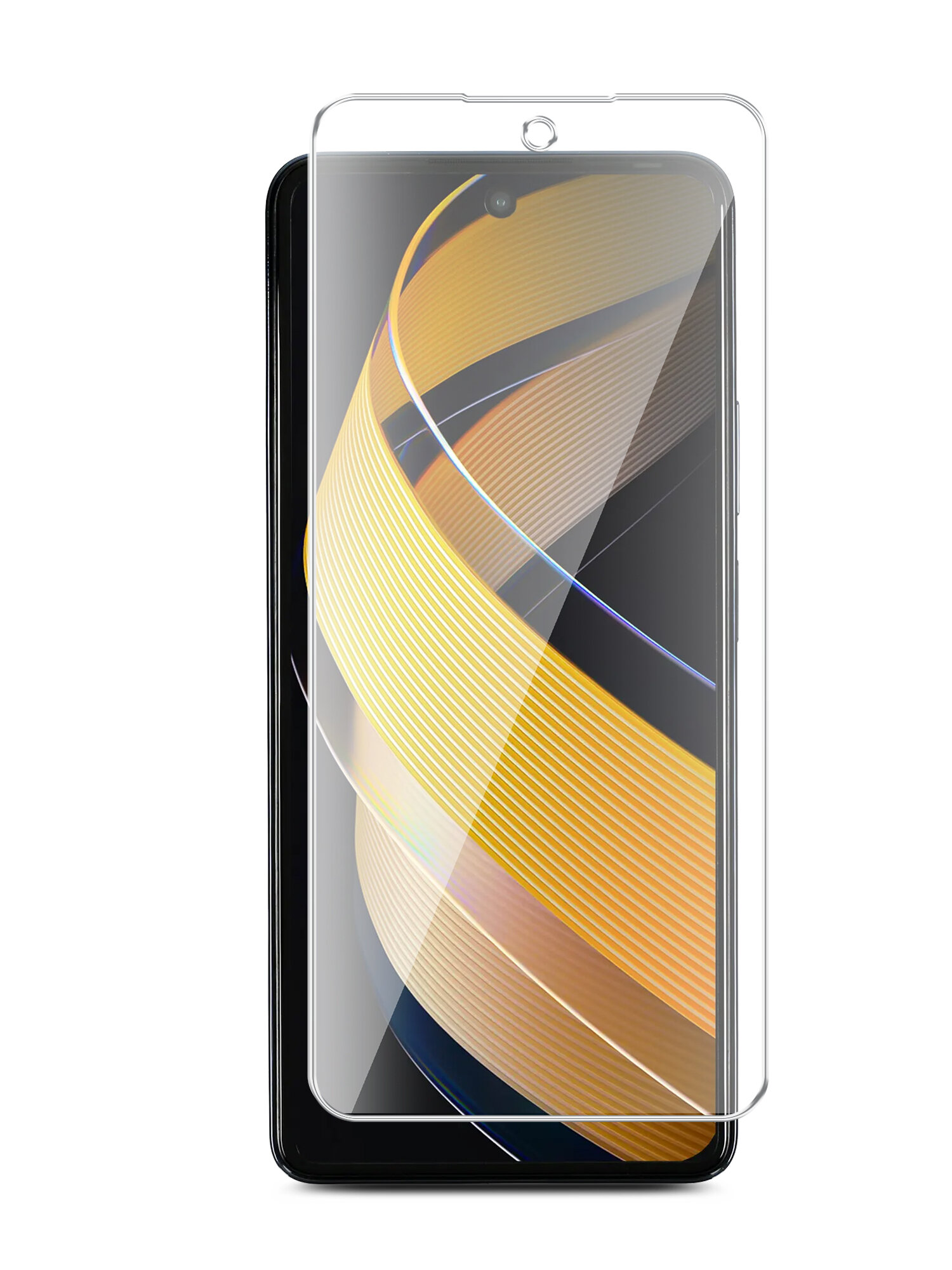 Защитное стекло для Infinix HOT 40 (Инфиникс Хот 40) на Экран, (гибридное: пленка+стекловолокно), прозрачное силиконовая клеевая основа тонкое Hybrid Glass, Miuko