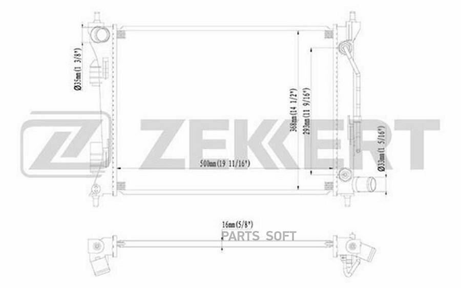 ZEKKERT MK-1095 Радиатор охлаждения двигателя Hyundai Accent IV 10- i20 12- Solaris 10- KIA Rio III 11- ()