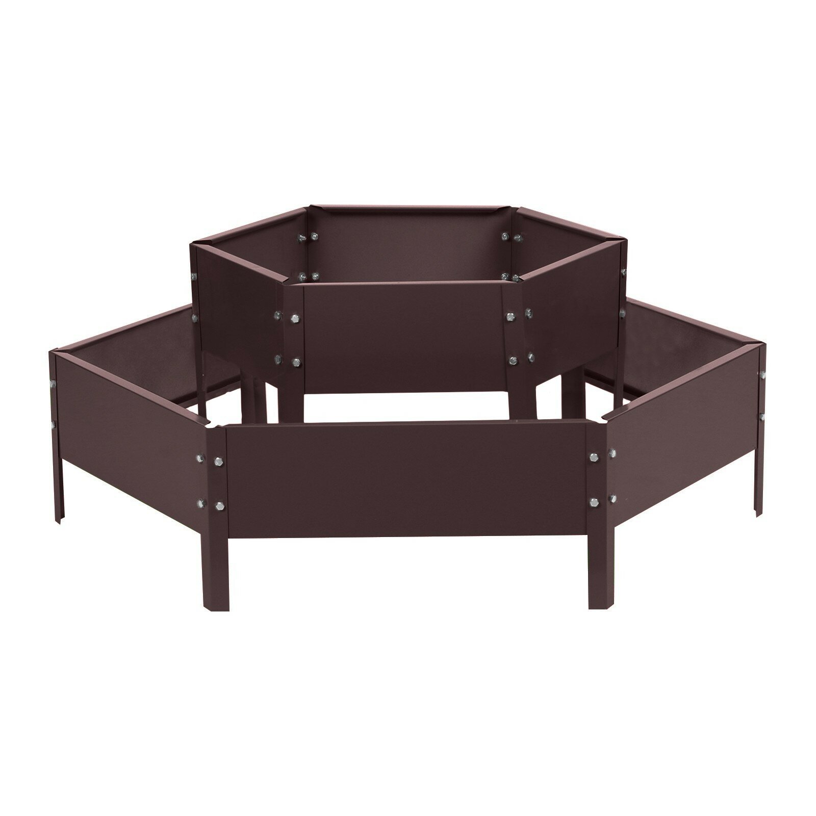 Клумба оцинкованная, 2 яруса, d = 60-100 см, высота бортика 30 см, коричневая, Greengo