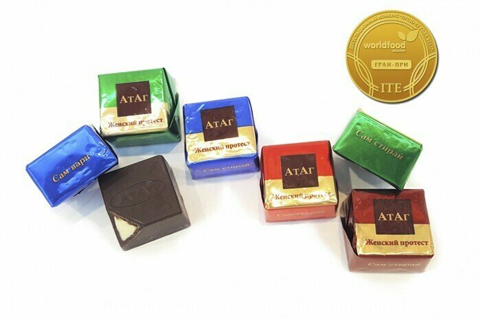 Шоколадные конфеты Женский протест со вкусами кофе капучино, бейлиз , 1 кг, АтАг