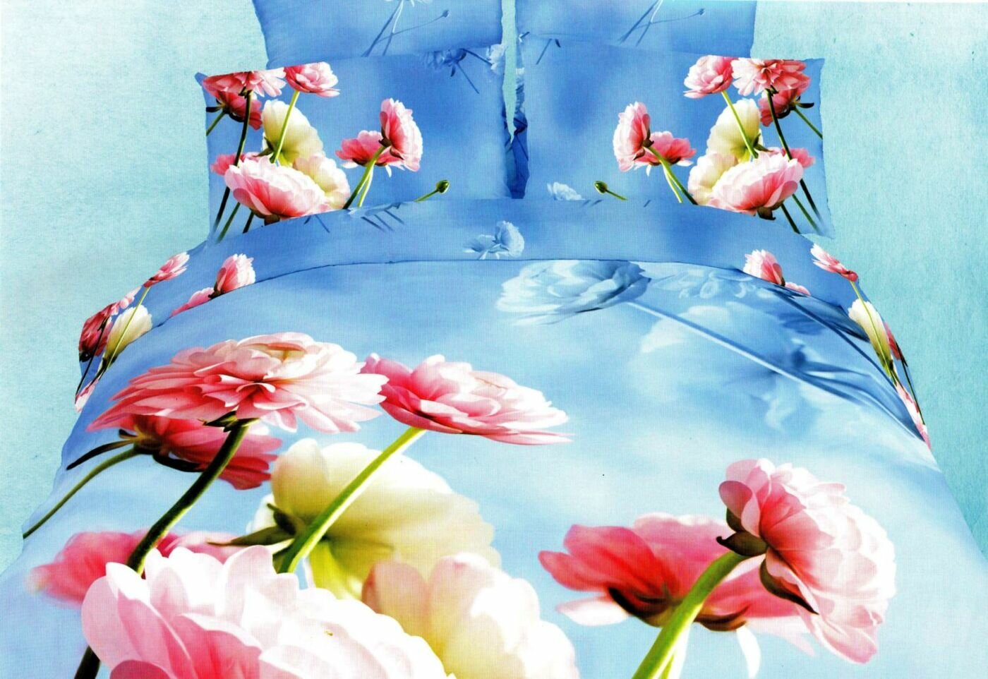 DOMITEX : Комплект постельное белье домитекс сатин цветной Люкс фотопечать Фантазия 1,5 спальный, наволочки 70х70см