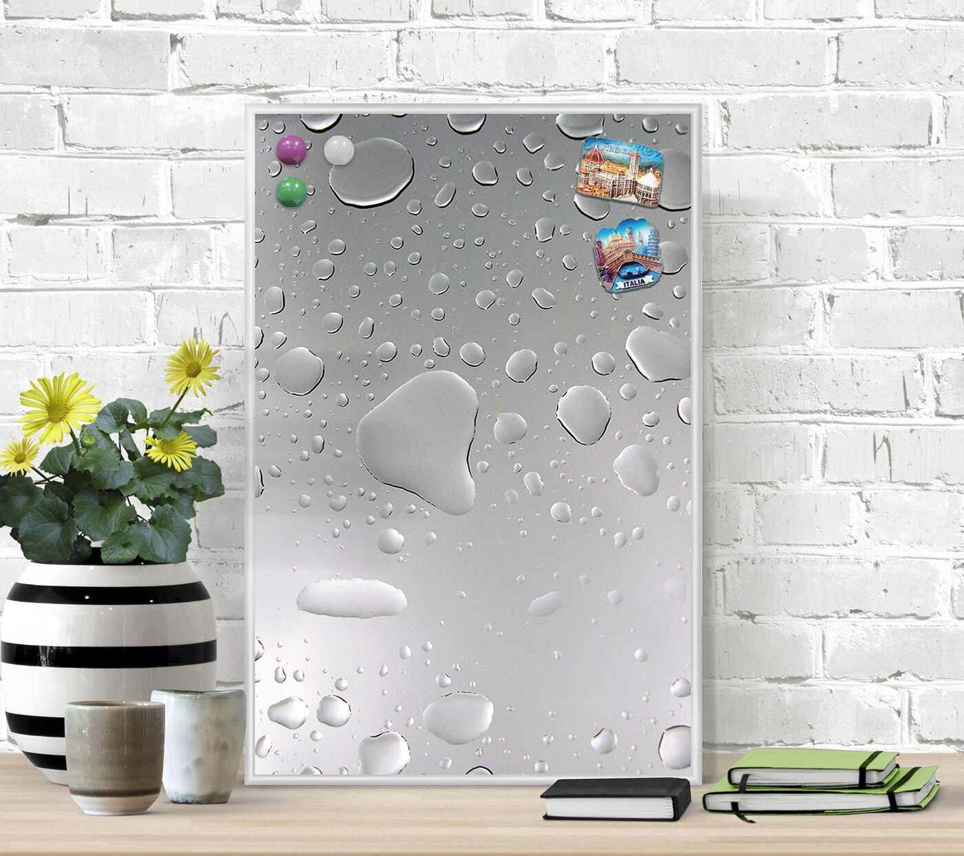 Магнитная настенная доска АртБорд "Гравитация" полимерная для хранения магнитов, с горизонтальным и вертикальным креплением, для дома и офиса, в тонком алюминиевом багете, 60х40 см