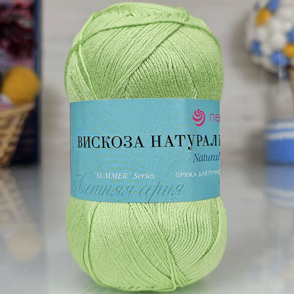 Пряжа Пехорка вискоза натуральная 483 незрелый лимон (5 мотков)