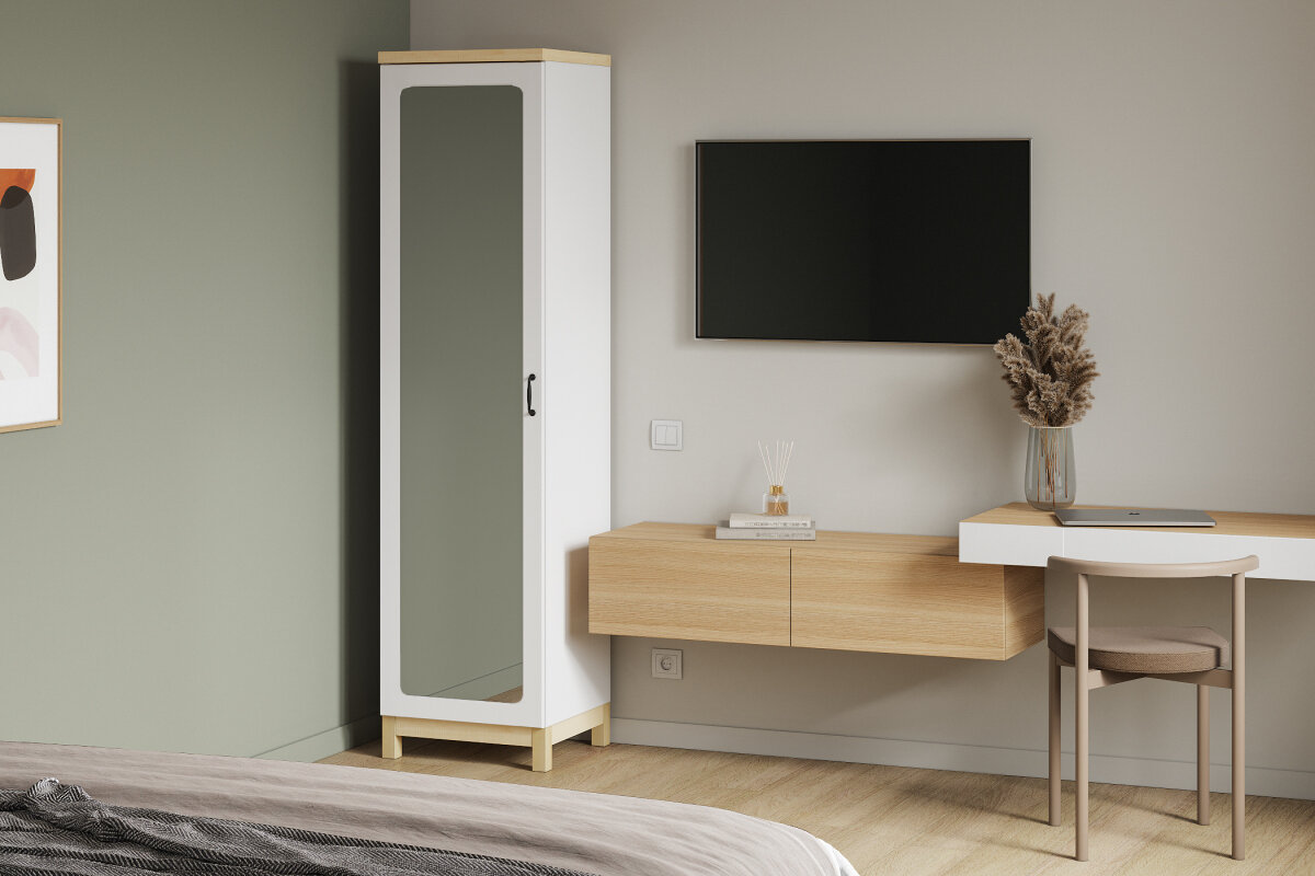 Колонка Техас-2 МДФ для документов для книг для обуви для одежды для посуды с зеркалом однодверный 45*210*45