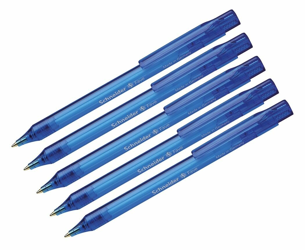 Набор из 5 шт. - Ручка шариковая автоматическая Schneider "Fave" синяя, 1,0 мм