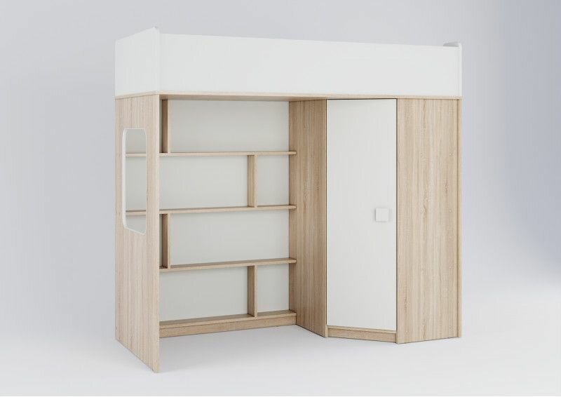 Кровать чердак Легенда B602 сонома/белый , спальное место: 190x75