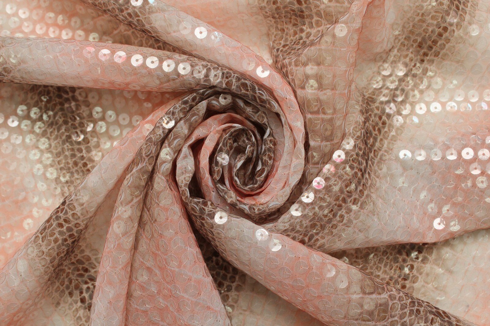 Ткань Пайетки разноцветные-рептилия на шифоне, ш98см, 0,5 м