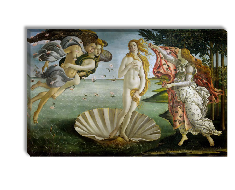 Картина для интерьера "Рождение Венеры", художник Боттичелли, Сандро, печать на холсте (47х30 см / на подрамнике)