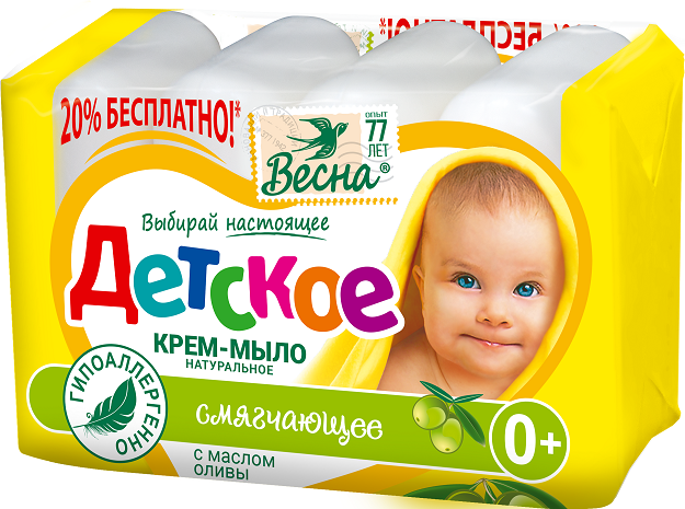 Набор из 3 штук Детское крем мыло Весна с маслом оливы 4*75 г