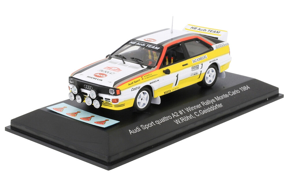 Модель коллекционная Audi quattro A2 #1 winner rallye monte carlo 1984 rohrl/geistdorfer / ауди кватро ралли монте карло