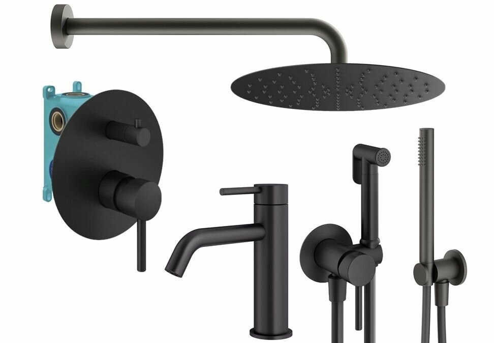 Комплект смесителей для душа Plumberia Selection KITZXO18NO53, Черный матовый