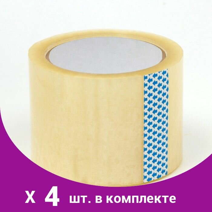 Клейкая лента 75 мм 66 м 50 мкм прозрачный (4 шт)