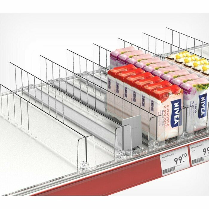Пластиковый обламывающийся разделитель высотой 60 мм c передним ограничителем 60 мм, L 285-485 мм