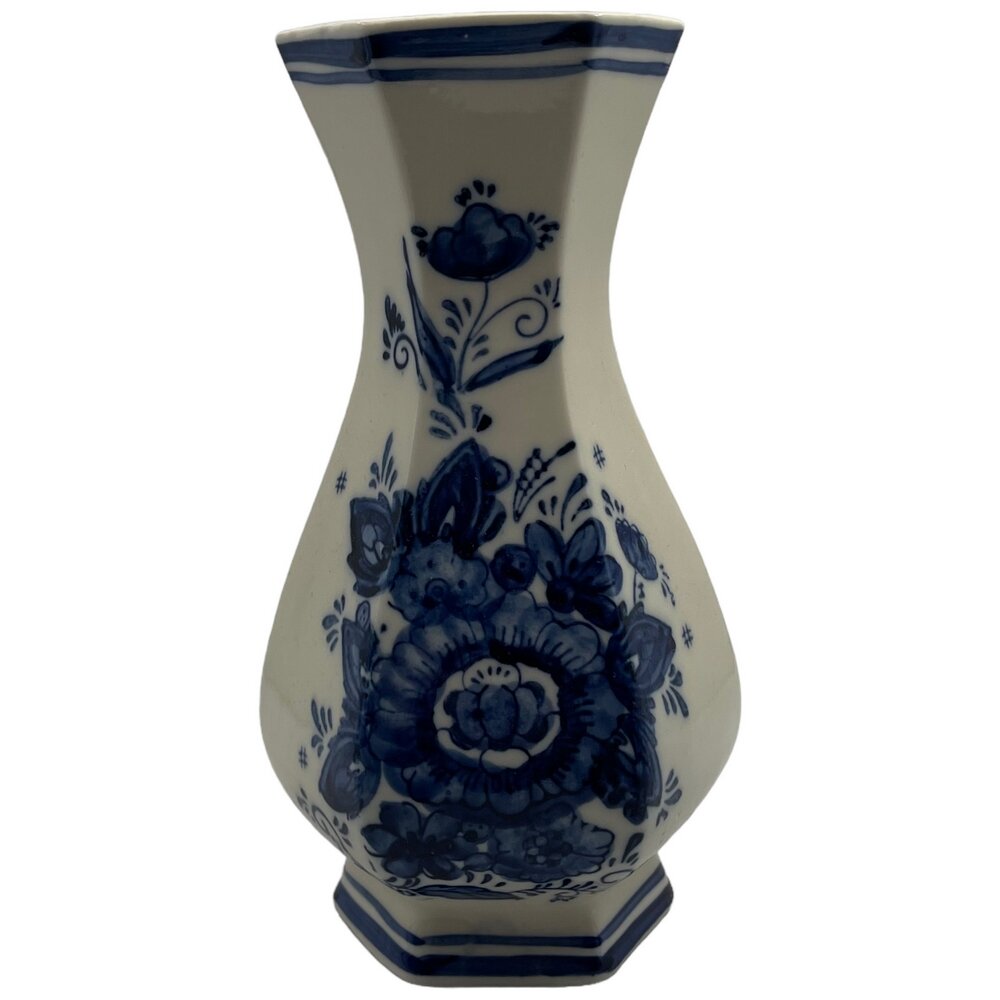 Ваза "Цветок", керамика, глазурь, роспись, 21 см, 1960-1970 гг, Делфт, Нидерланды