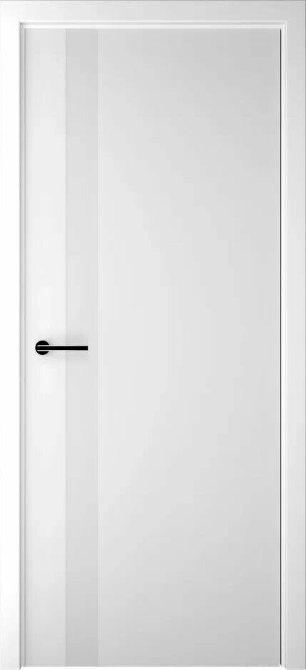 Двери Эмаль Геометрия 5 Белая стекло Белое 600х2000 в комплекте коробка 2,5шт и наличник 5шт