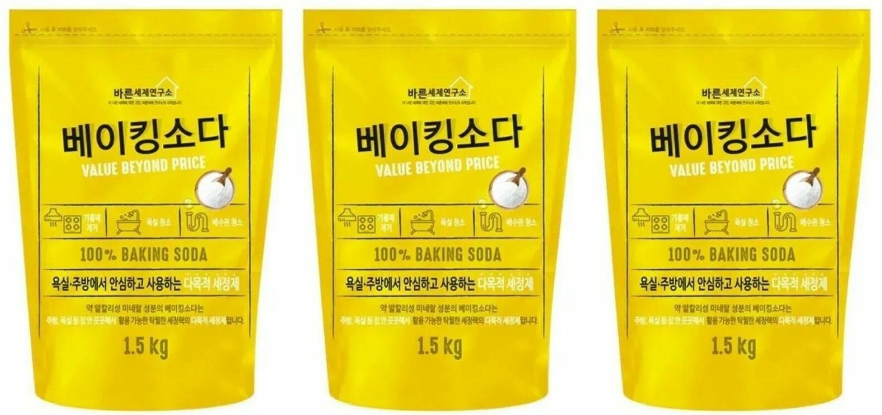 Mukunghwa Чистящее средство Good Detergent Laboratory Baking Soda, 1,5 кг, 3 шт