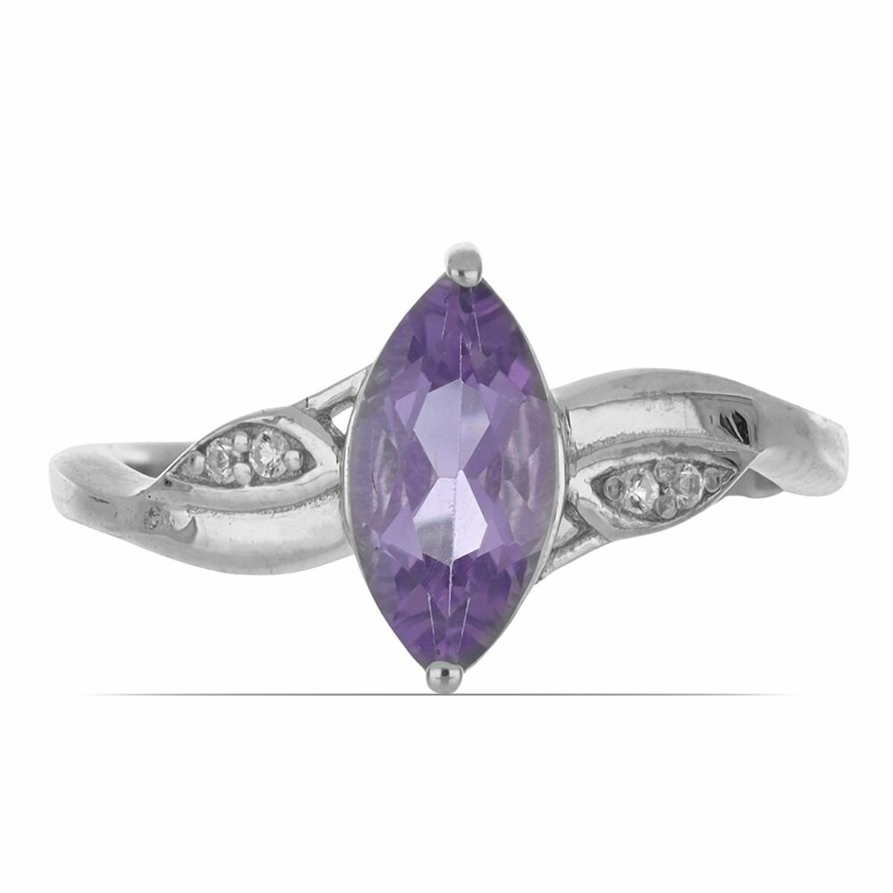 Кольцо тонкое, серебро, 925 проба, родирование, топаз, аметист