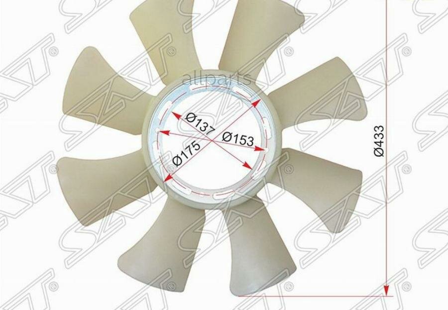 SAT ST-ME013493 Крыльчатка Mitsubishi Fuso Canter FE5 93-02 / Fuso Canter FE6 93-02