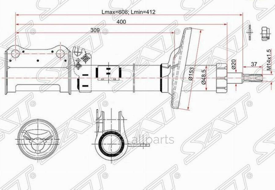 SAT ST-48540-20700 Стойка задняя TOYOTA CARINA/CALDINA/CORONA 92-02 LH
